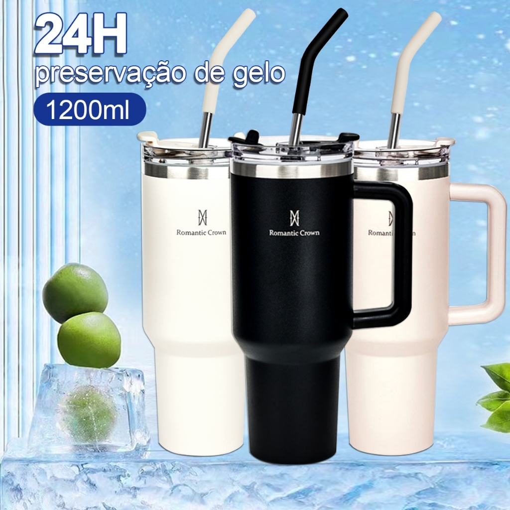 Copo Termico Inox 1200ml Generosa Garrafa Termica De Agua Com Canudo E ...