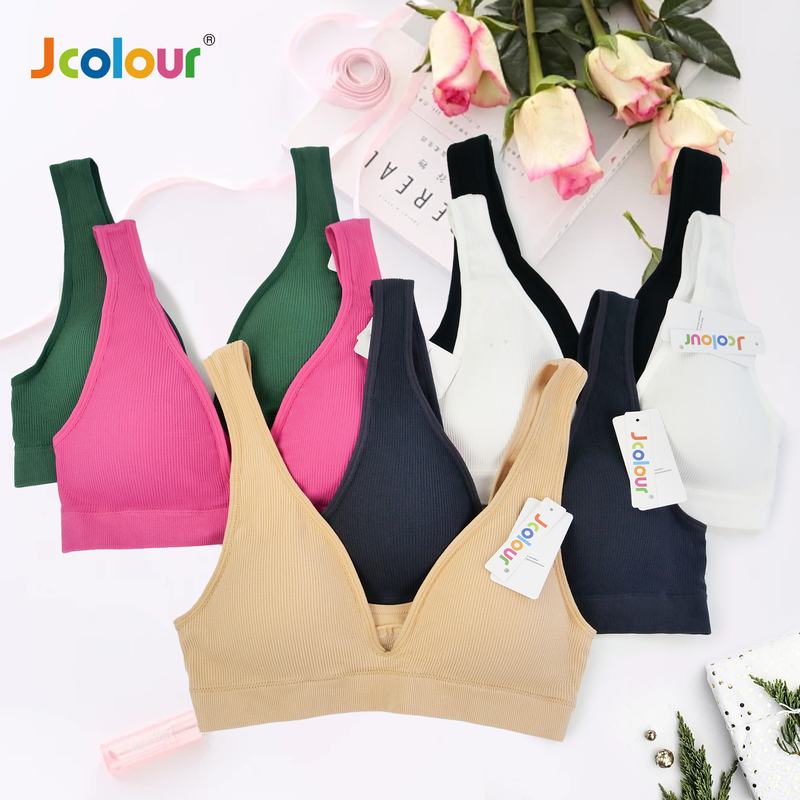 Jcolour Kit 2 Sutiã Sexy Sem Costura com Bojo Confortável Alta Elastico e Decote Profundo em V ...