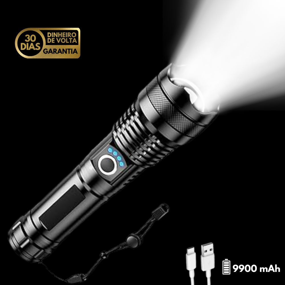 Lanterna Tática Militar Portátil Potente T9 Led Recarregável Super Forte P50 USB Zoom Sitio ...