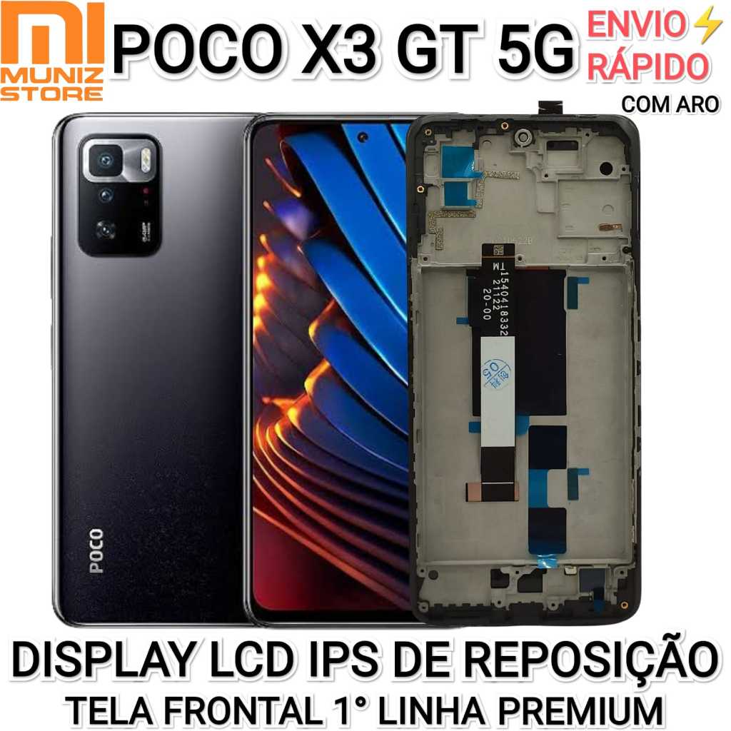 Display Tela Poco X3 GT 5G 1° Linha/Ori LCD IPS Frontal Com Aro Encaixe Perfeito Módulo Frame ...
