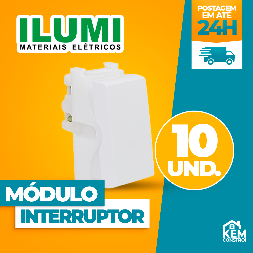 Kit com 10 Módulos de Interruptores Simples Bivolt Linha i9 - Ilumi ...