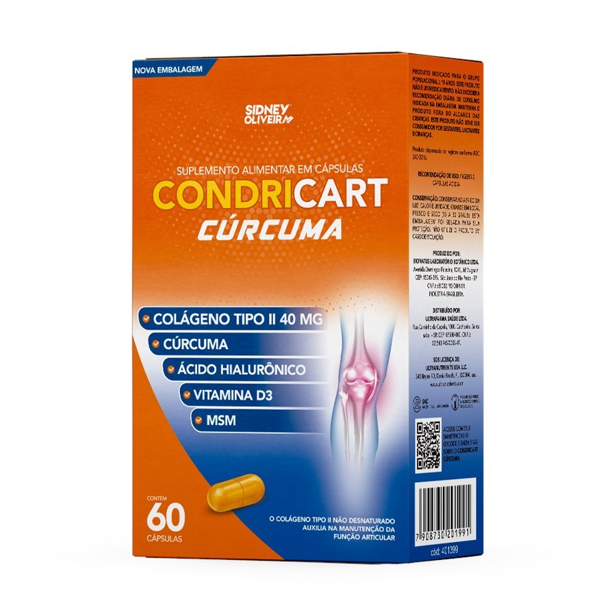 Colágeno Tipo II+Cúrcuma Condricart Cúrcuma 60 Cápsulas Sidney Oliveira ...