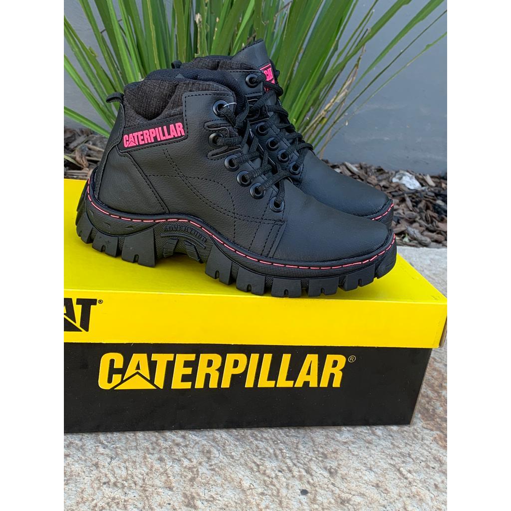 Bota Preto Rosa Caterpillar Adventure Moda Casual Sola em Borracha ...