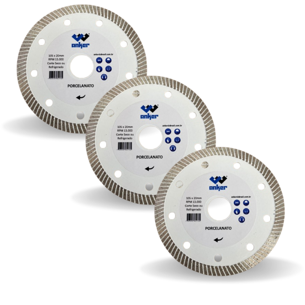 Kit 3 Disco Diamantado 110mm Turbo Ultra Fino Corte Porcelanato Vidro Garrafa Copos | Shopee Brasil