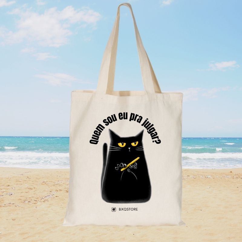 Bolsa Feminina Ecobag Praia Gato - Quem sou eu pra julgar? | Shopee Brasil