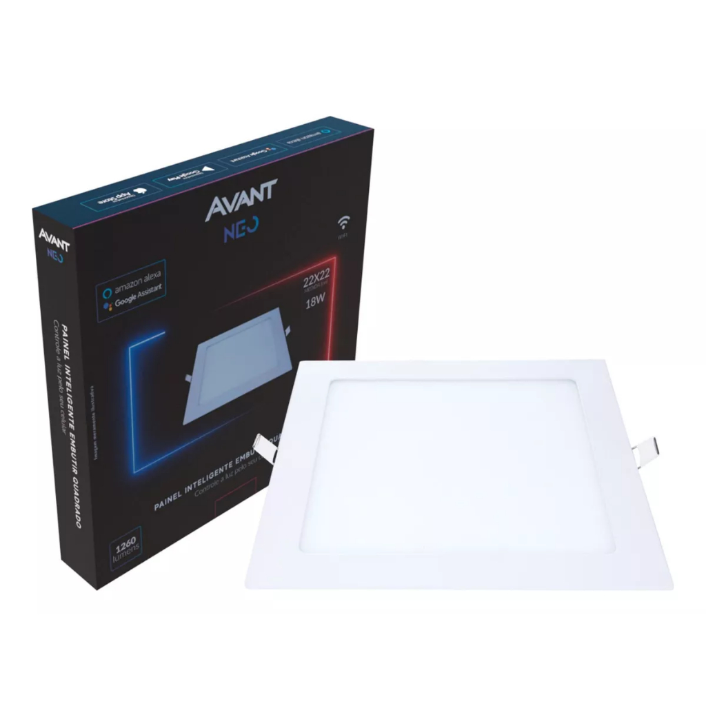 Painel Led Embutir Quadrado Smart Wifi Neo Rgb 22c 18w Avant | Shopee ...