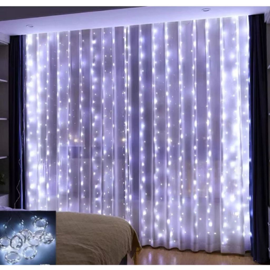 Cortina 300 Leds 3x3 Metros Festa Casamento Eventos Natal Branco ...