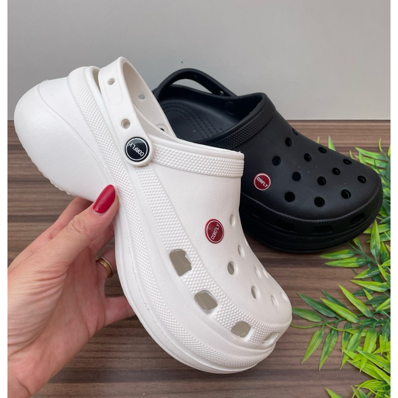 Babuche Sandalia Feminina Plataforma Crocs Crush Clog EVA Confortável ...