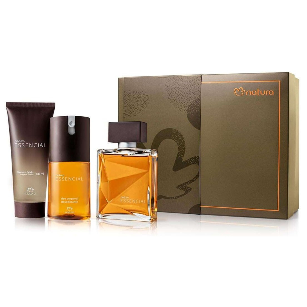 Natura Essencial Masculino Kit de Presente Perfume+Shampoo+Deo Corporal ...