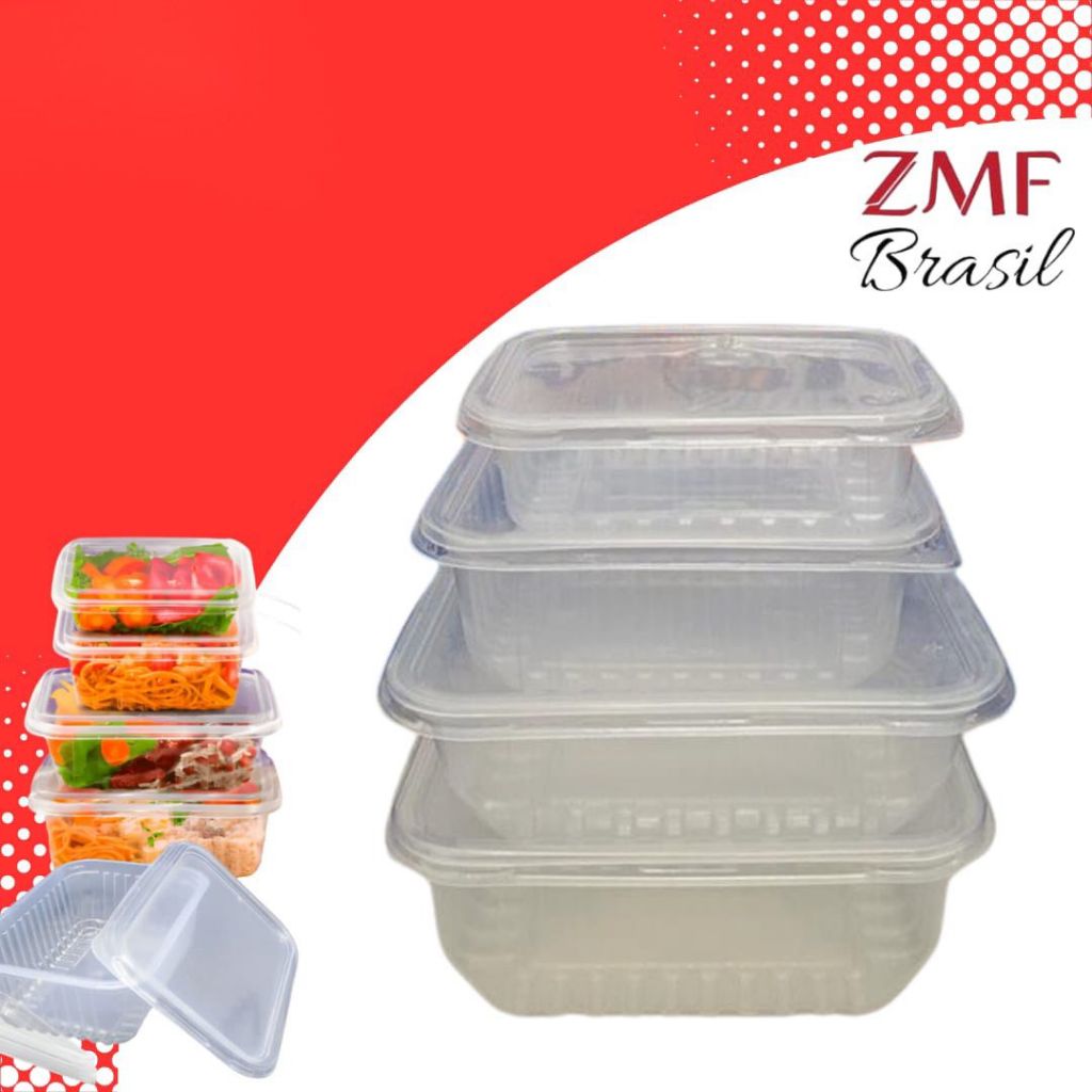 Kit Pote E Tampa Totalplast 1000Ml Retangular C/24Unid | Shopee Brasil