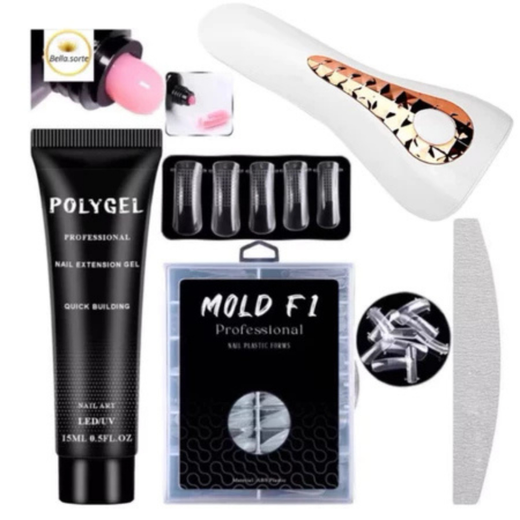 Kit Alongamento Poligel 15g Polygel + Molde F1 + Lixa + Mini Cabine De ...