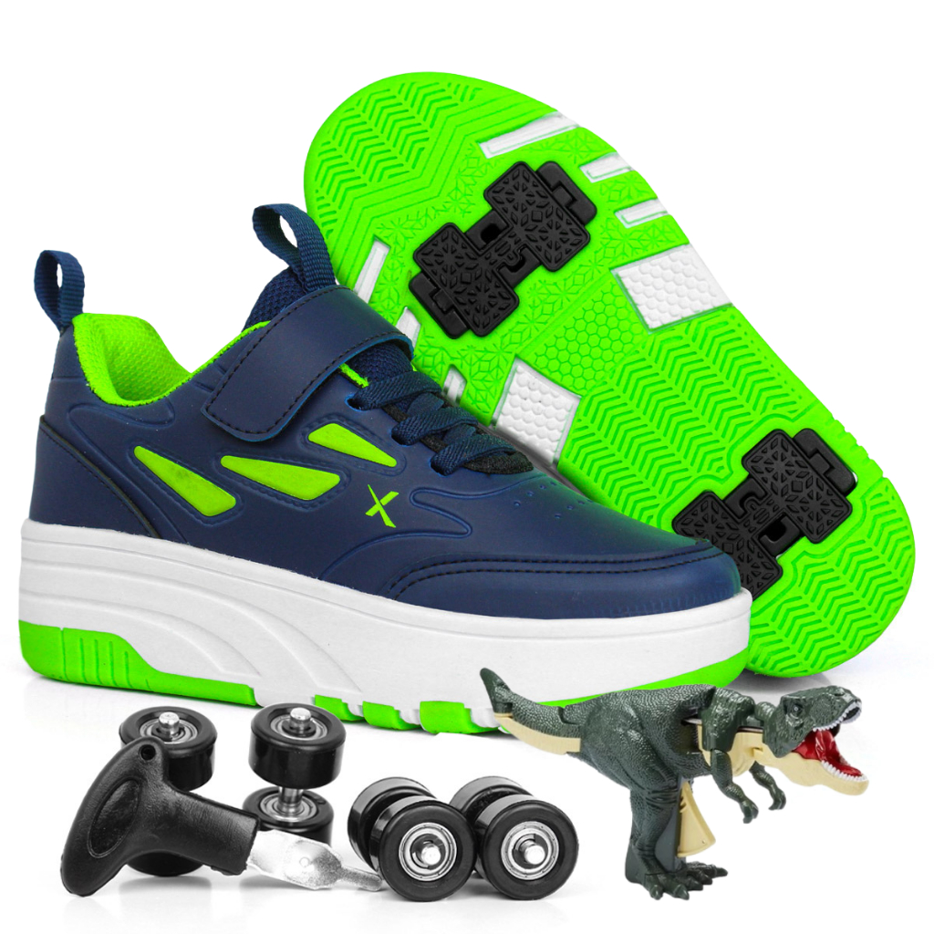 Tênis Rodinha Infantil Skatenis + Brinquedo T-Rex Dinossauro | Shopee ...
