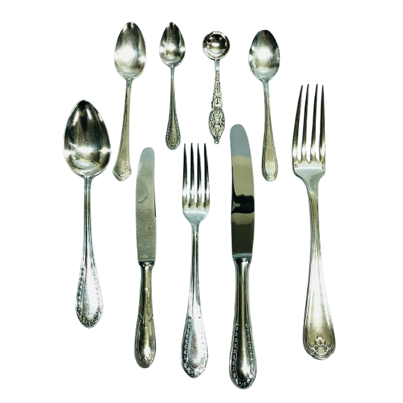 9 Talheres Em Banho De Prata Eberle Alpaca Detalhados | Shopee Brasil