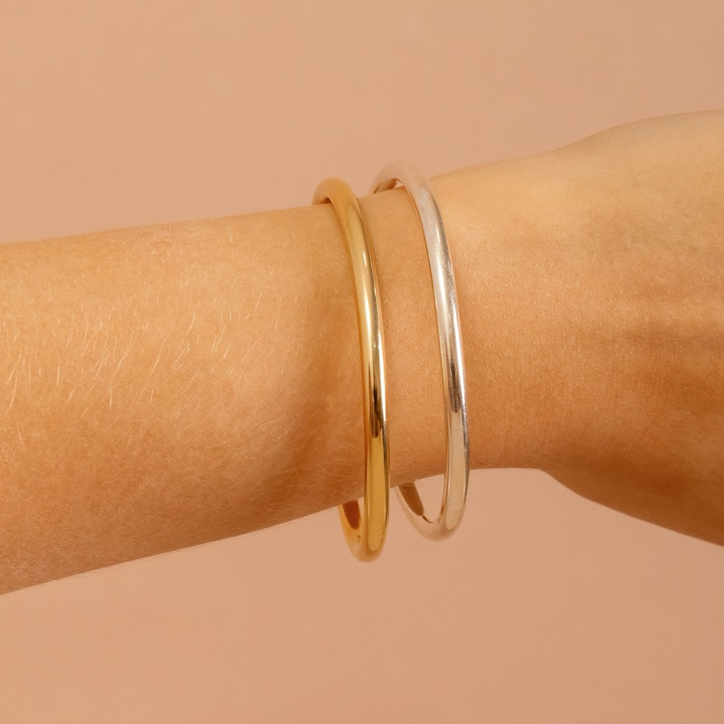 Bracelete Tubo Redondo Regulável Ouro 18k Ou Prata 925 | Shopee Brasil