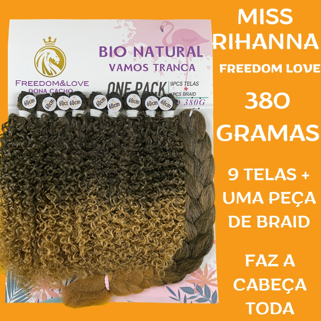 Cabelo Miss cacheado Rihanna Freedom&Love 60 Cm/ 380 Gramas Bio Natural ...