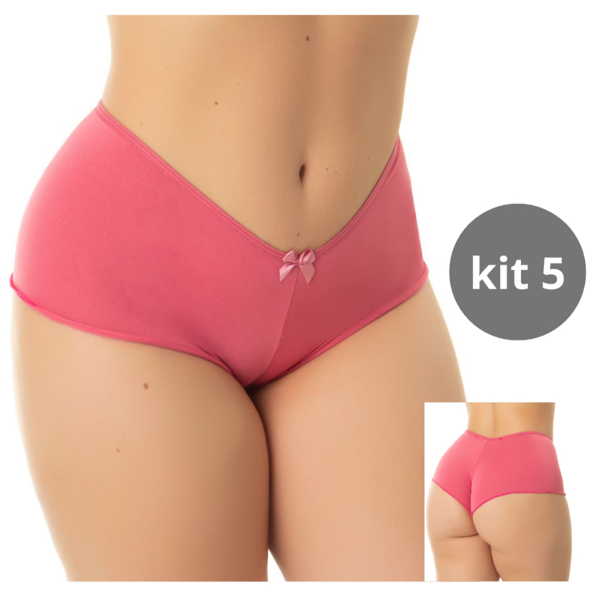 Kit 5 Calcinhas Boxer Shortinho Liso Cueca Feminina Cores Variadas Short Adulto Feminino ...