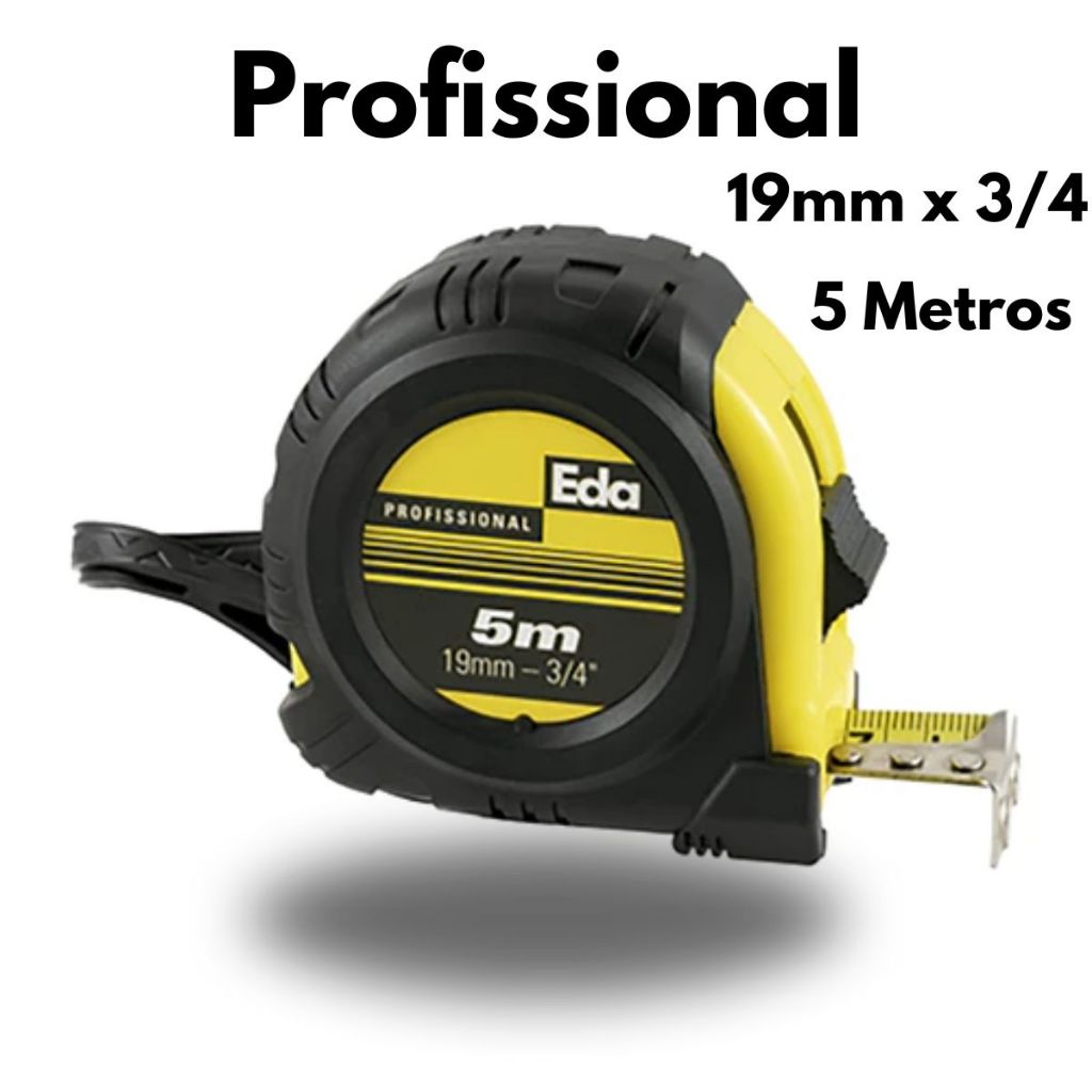 Trena 5 Metros Profissional Emborrachada Com trava 3/4 x 19mm Eda ...