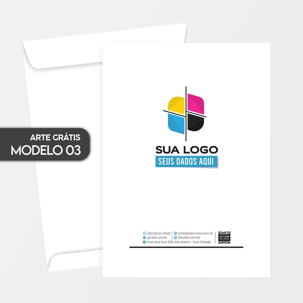 100 Envelopes Personalizados A4 - Arte Grátis - Papel Offset 90g Branco ...