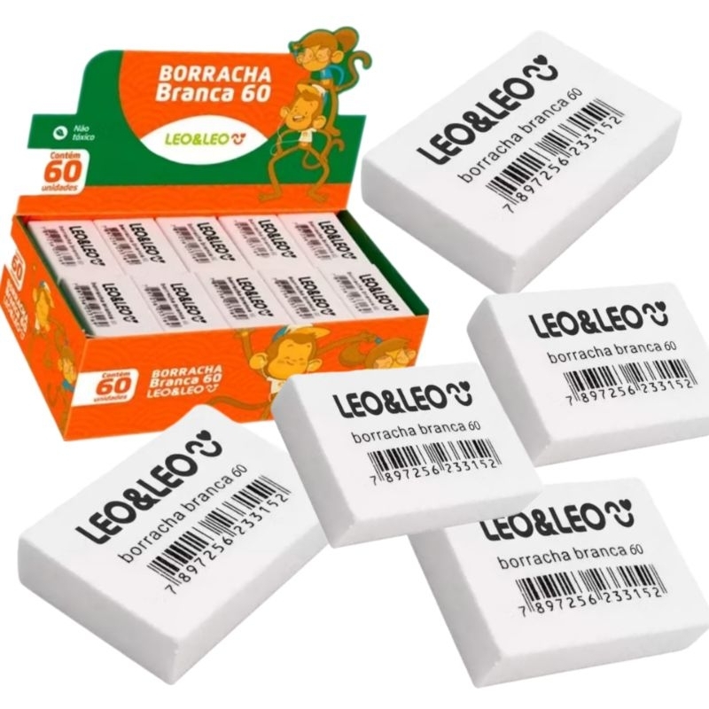 Borracha branca escolar com 10/20/40 ou caixa com 60 unidades Leoeleo ...