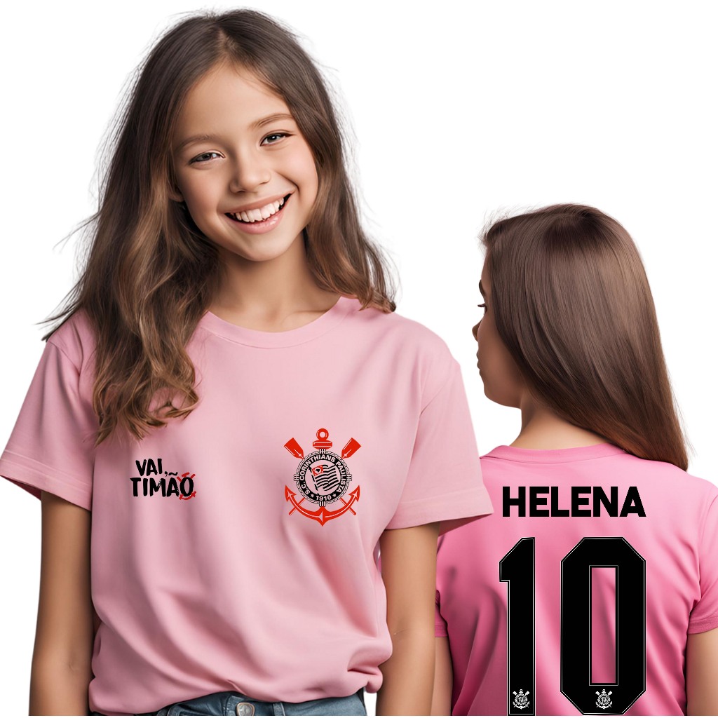 Camisa personalizada corinthians ROSA infantil com nome e número 10 ...