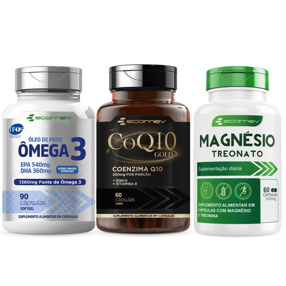 Kit Coenzima Gold + Treonato + Omega 3 1360mg Epa Dha Selo Pureza Ifos | Shopee Brasil