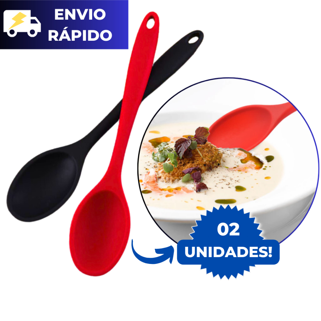 Kit com 2 Colheres Cheias de Silicone para Arroz Doces Colher Cheia ...