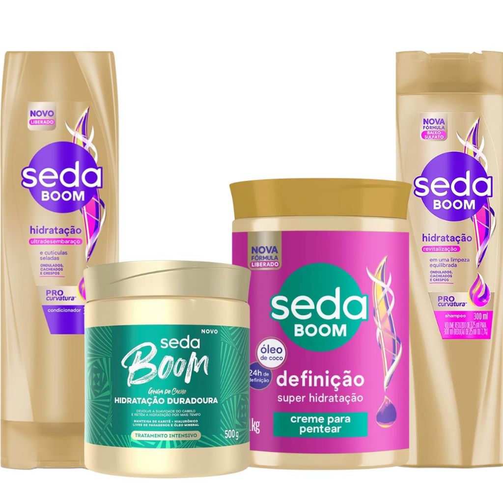 Kit Seda Boom Cabelos Cacheados Definição Creme Pentear 1kg | Shopee Brasil
