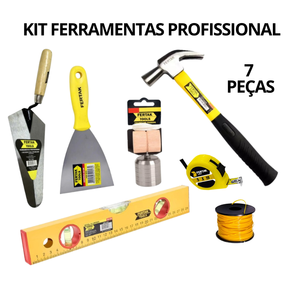 Ferramentas Para Pedreiro Reforma Obra Colher Martelo Prumo Trena Nível ...