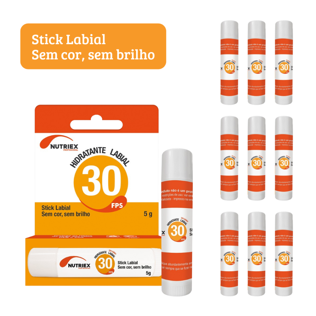 Kit 10 Hidrante Labial FPS 30 Nutriex Profissional 5g | Shopee Brasil