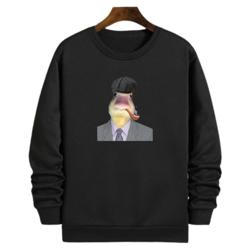 moletom blusa de frio gola careca masculino estampado meme pato com ...