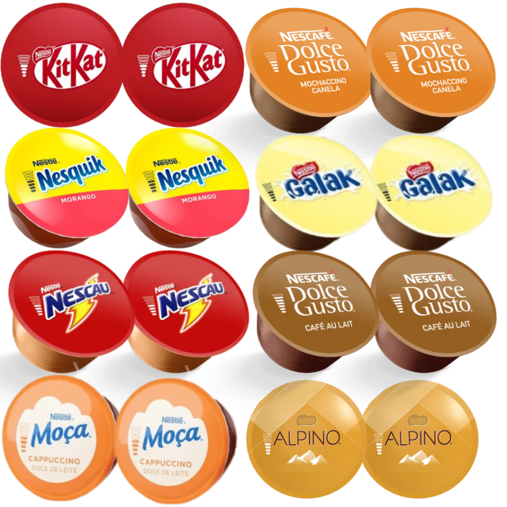 Kit cápsulas Dolce Gusto Kit Kat, Café com Leite, Galak, Nesquik, Moça ...