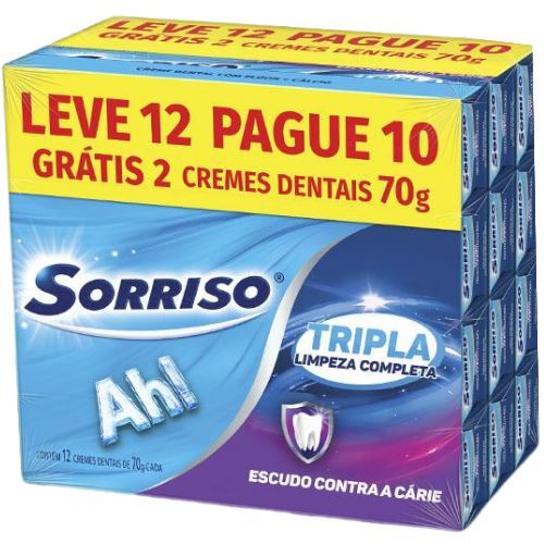 Pack Creme Dental Sorriso Tripla Limpeza Completa com 12 Unidades ...