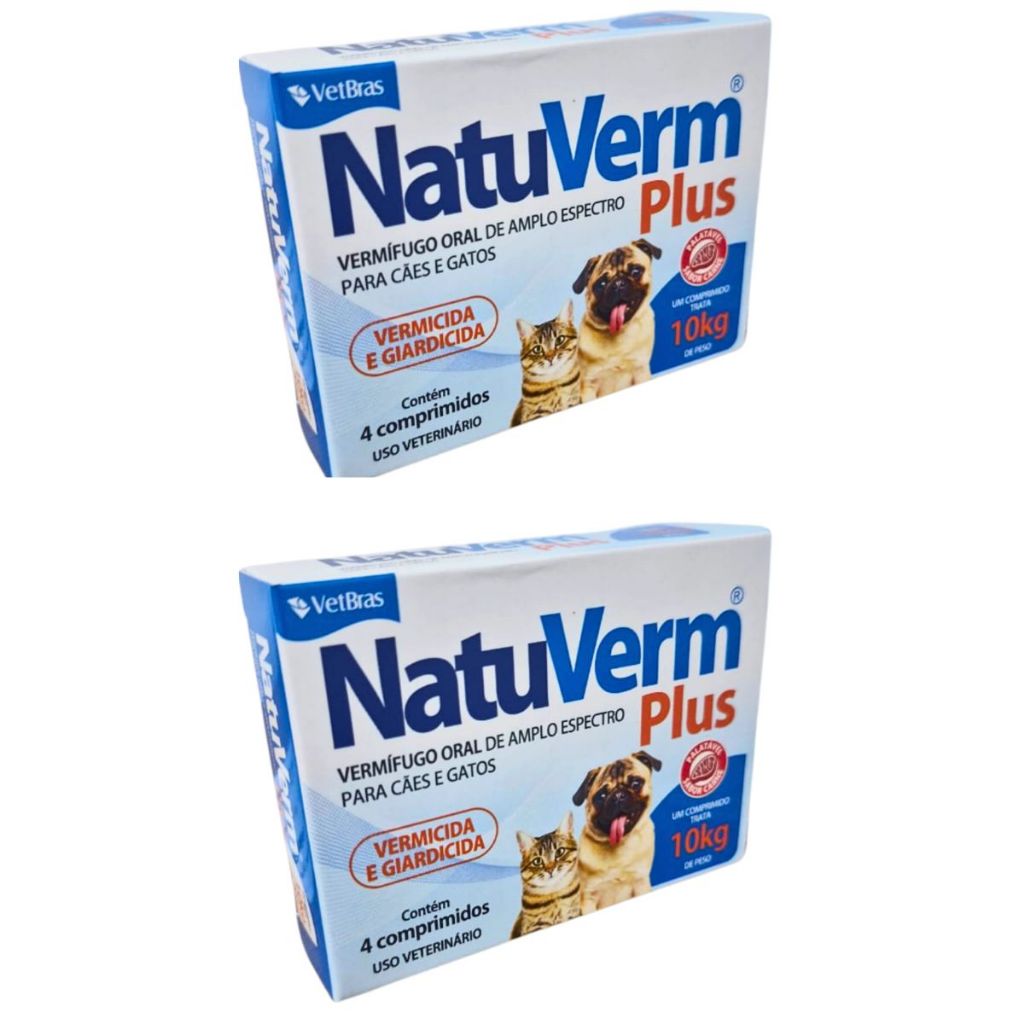 2 Vermífugo Giardicida Natu Verm Natuverme Plus 660 mg para Cães e ...