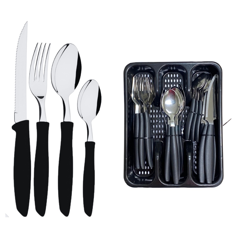 Kit De Talheres Inox Com 25 Peças + Suporte Gaveteiro Porta Talher ...