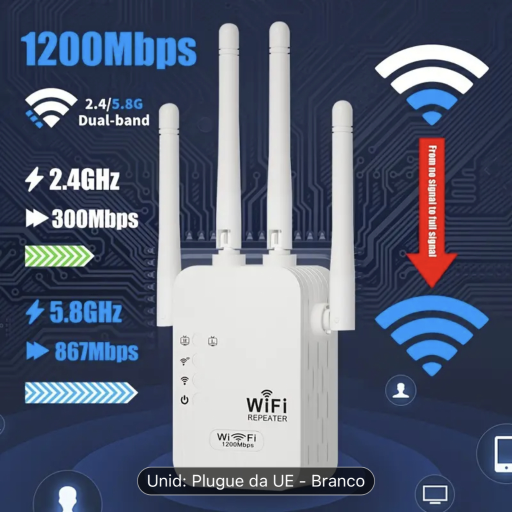 Amplificador De Sinal De Repetidor Wifi 1200/mbps Ultra Rápido Forte G8 | Shopee Brasil
