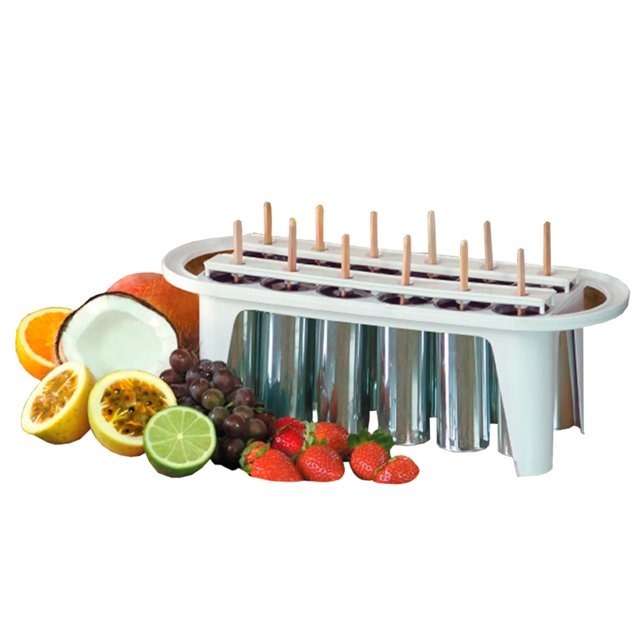 Picoleteira em Alumínio para 12 picolés com Guia para Palito e Palito ...