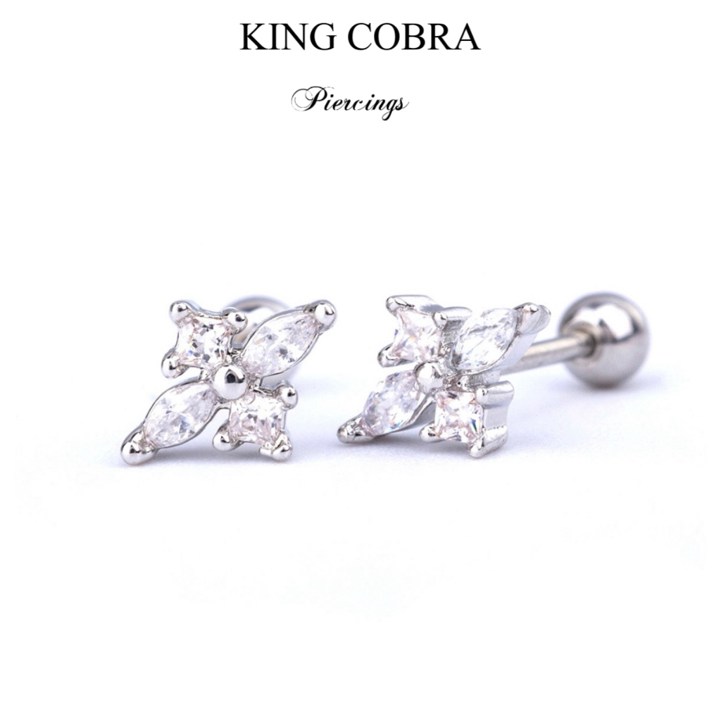 Piercing de Cruz orelha Aço inox tragus cartilagem zircão Zircônia ...