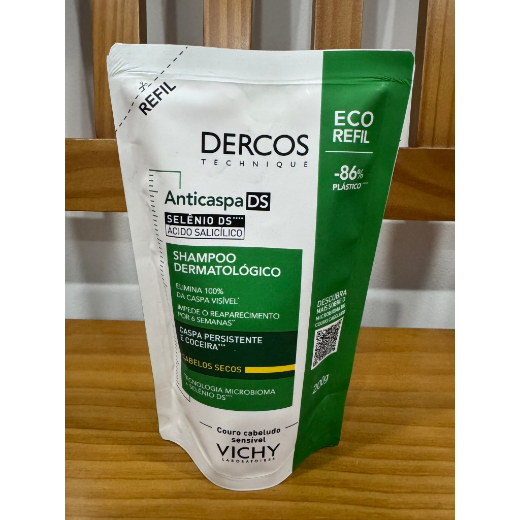 Refil Shampoo Vichy Dercos Anticaspa DS para cabelos secos 200g ...