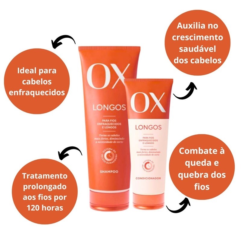 KIT OX LONGOS PARA FIOS ENFRAQUECIDOS E LONGOS _Shampoo + Condicionador | Shopee Brasil