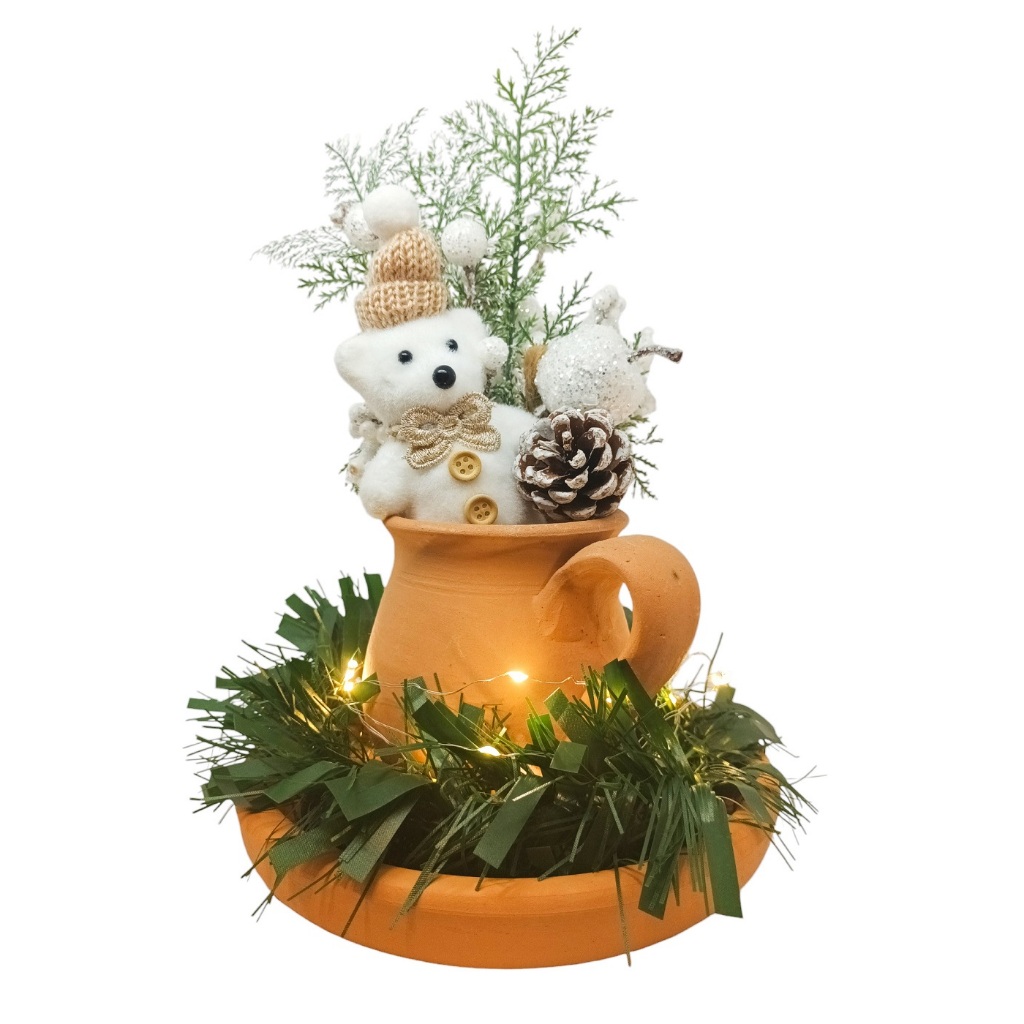 Arranjo de Natal Ursinho Com LED Centro De Mesa | Shopee Brasil