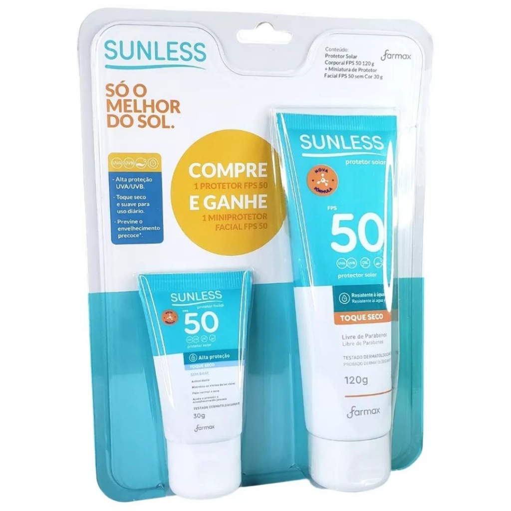 Kit Protetor Solar Fps 50 Sunless 120g + Mini Protetor Facial Fps 50 Sunless - 30g | Shopee Brasil