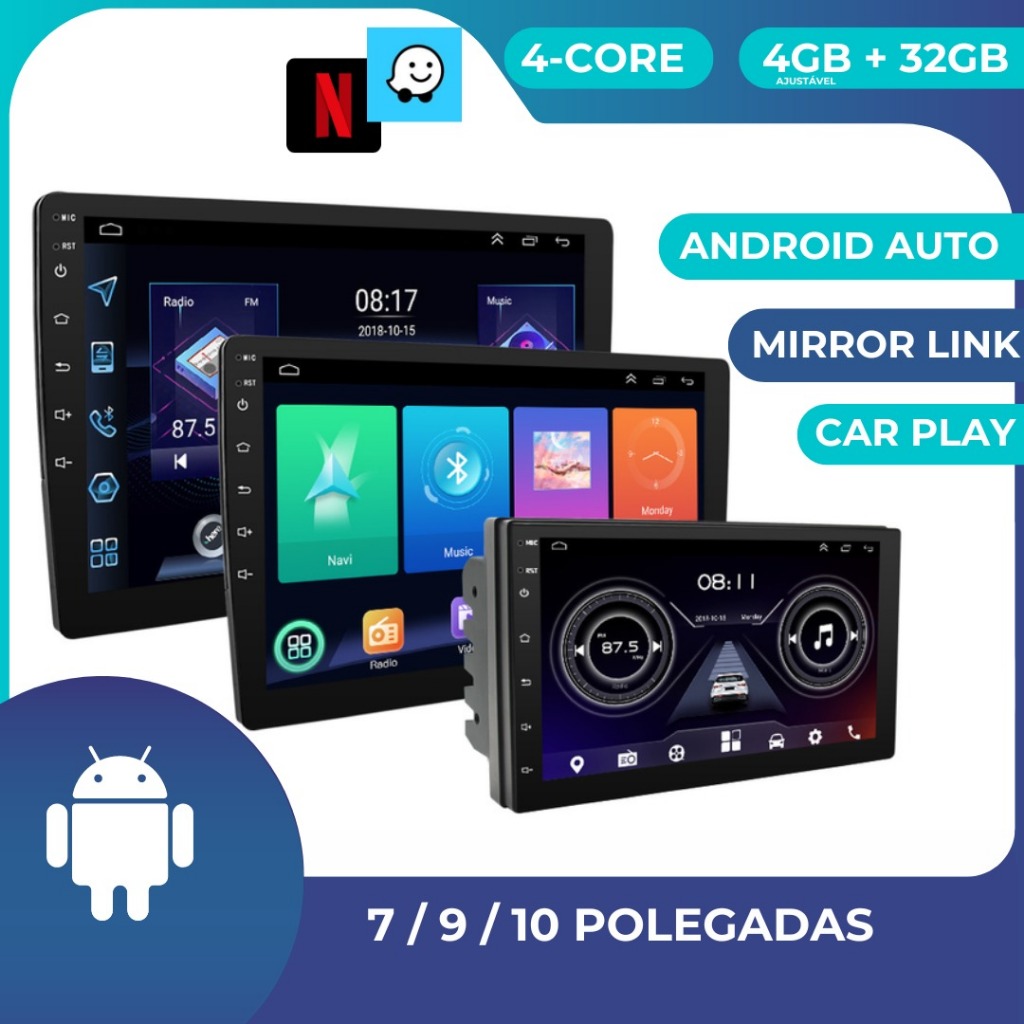 Central Bluetooth 7/9/10 polegada 2 din 2 + 32g 4 + 32gb android carro mp5 player tela de toque ...