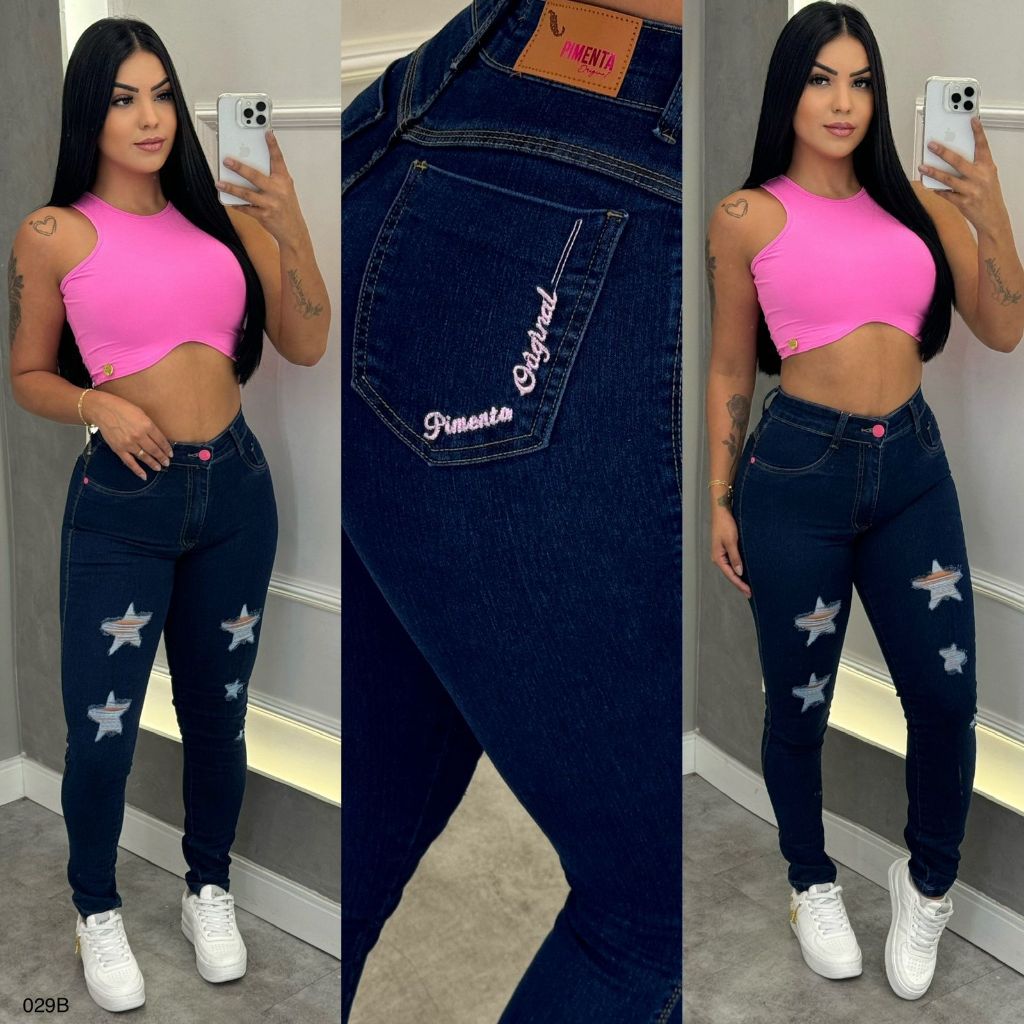 Calça Jeans Feminina Super Skinny Sal E Pimenta e Pimenta Original ...