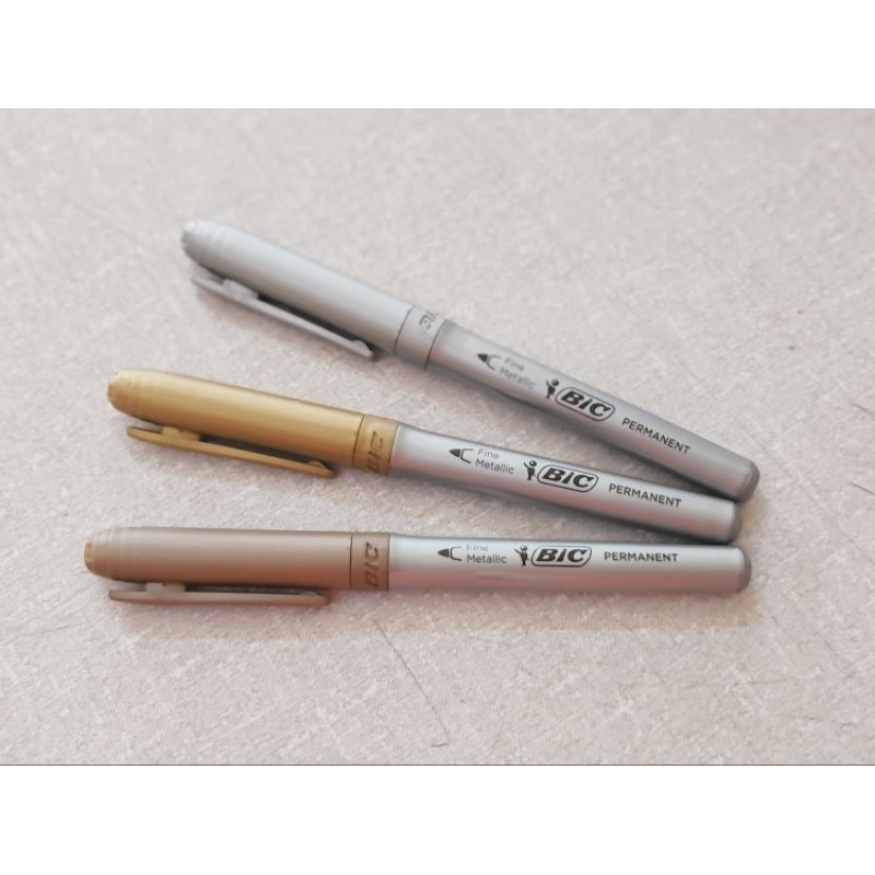 Marcador permanente Bic Intensity dourada, prata e bronze | Shopee Brasil