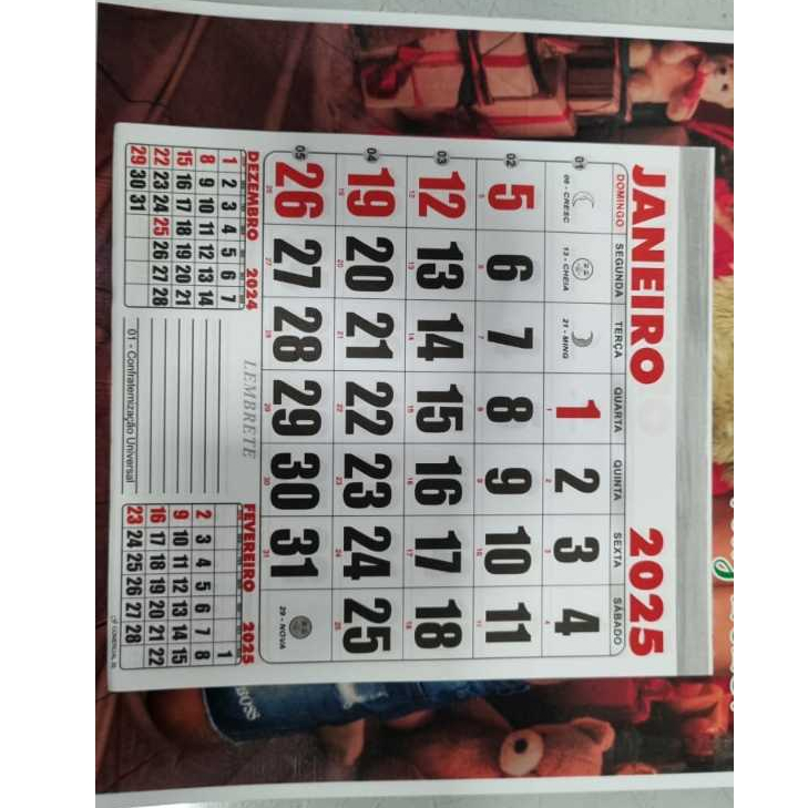 Folhinha calendário 2025 personalizado com foto | Shopee Brasil