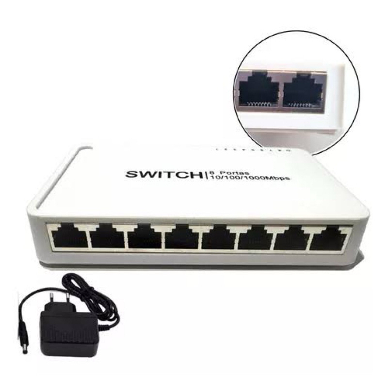 SWITCH REDE RJ45 8PORTA 10/100/1000MBPS GIGABIT | Shopee Brasil