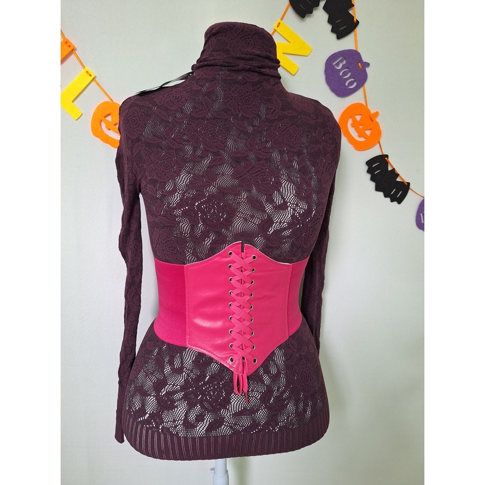 BLUSA SEGUNDA PELE ROXA DE RENDA DE MANGA LONGA E GOLA ROLÊ | Shopee Brasil