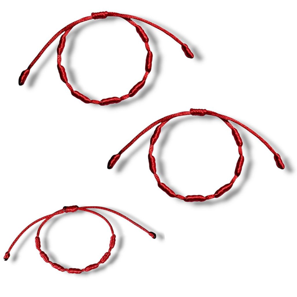 kit Pulseira Vermelha 7 Nós Bebê Infantil Adulto Cabala Amuleto de ...