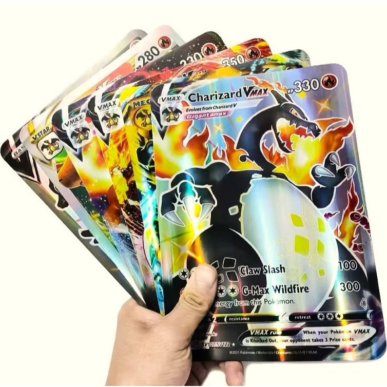 Kit 5 Cartas Pokemon Jumbo com Charizard Gigante incluído Cartas ...