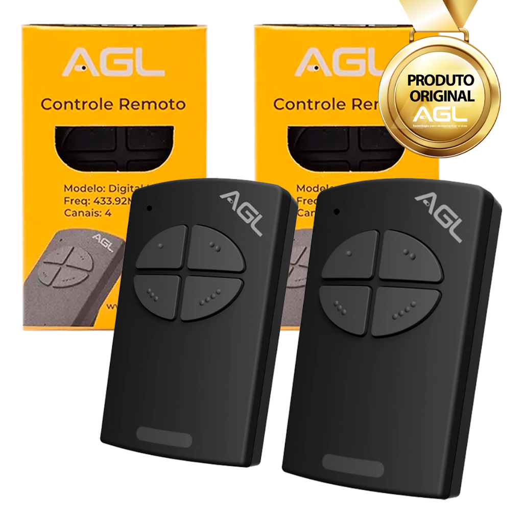 Kit 2un Controle Remoto 4 Teclas 433mhz Tx Digital Key Preto Agl ...
